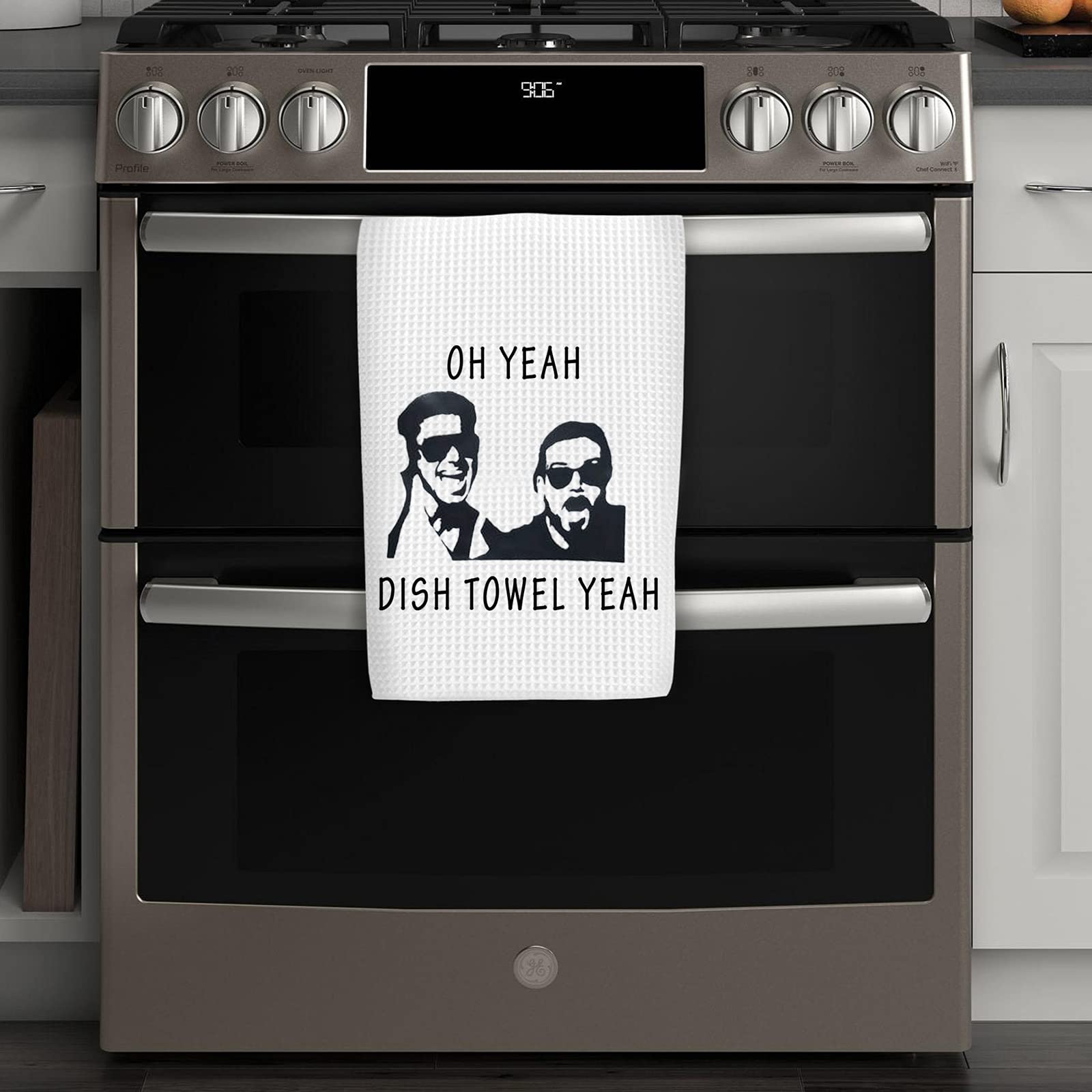 WCGXKO Funny Music Pun Decorative Flour Sack Dish Towel Oh Yeah Dish Towel Yeah Kitchen Towels Tea Towel (Dish Towel Yeah)