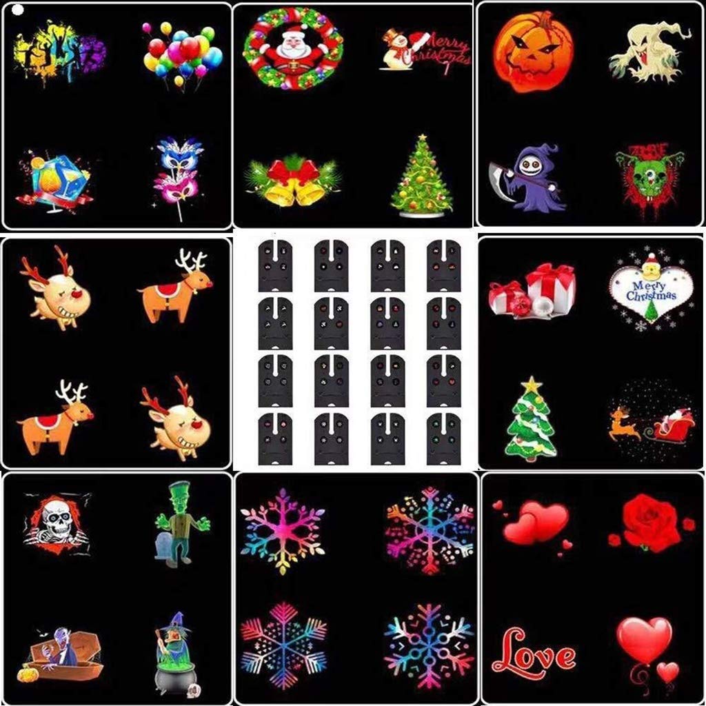 ZBM--ZBM Christmas Light Projector,16 Pattern Snowflake Projector Lights With Remote Control, IP65 Waterproof Rotating Snowfall Landscape Light For Garden Christmas Halloween Party Wedding Home Decora