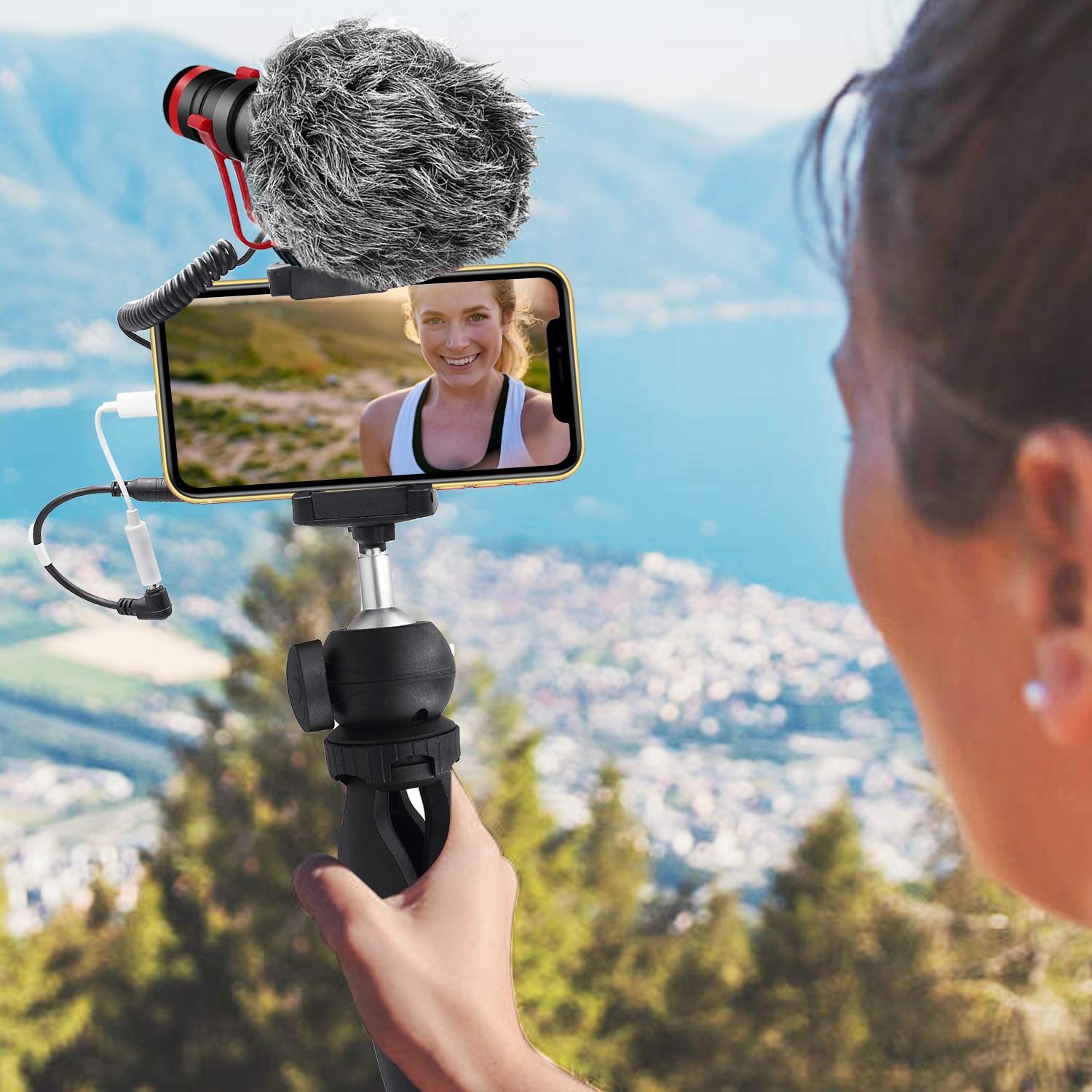tikysky Video Microphone, Camera Microphone Phone Mic for Smartphone iPhone DSLR Compatible with Nikon Sony Fuji