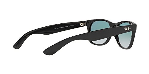 Ray-Ban RB2132 New Wayfarer Square Sunglasses, Black/Clear Gradient Green, 55 mm
