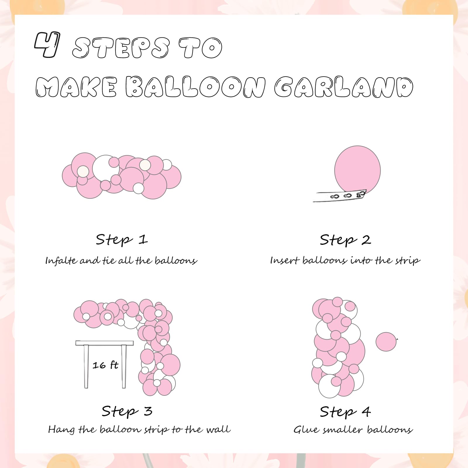 TOPLLON Daisy Balloon Garland Arch Kit 10ft Thicker Daisy Birthday Decorations 4pcs Daisy Balloons Two Groovy Decorations Girl Birthday Party Baby Shower
