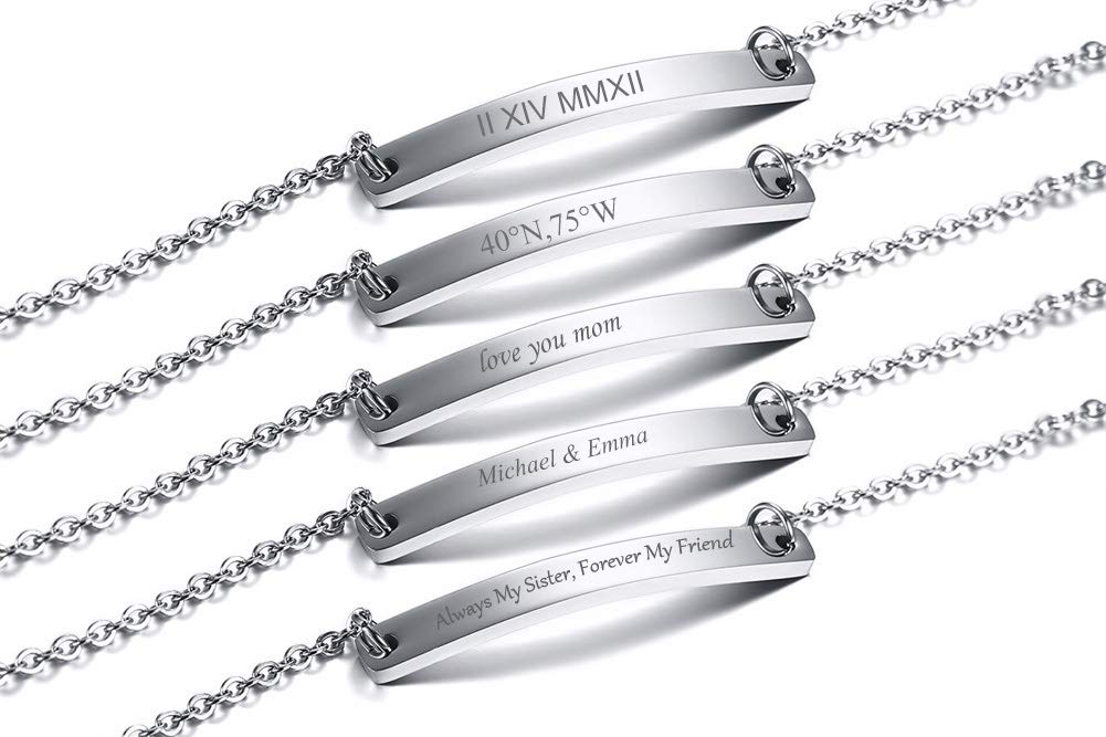 VNOX Set for 5 Customize Friendship Jewelry Stainless Steel Delicate Skinny Bar Adjustable Bridesmaid Bracelet
