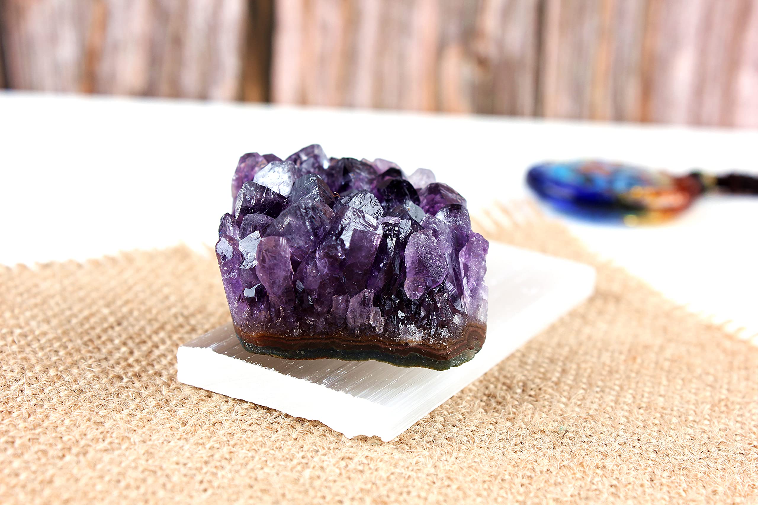 Yunoun Natural Healing Crystals and Chakra Stones Set with Amethyst Cluster, Thumb Worry Stone,Selenite,Pink Crystal Tree, Tourmaline,Large Rose and White Crystal for Cleaning Healing Energy,Reiki