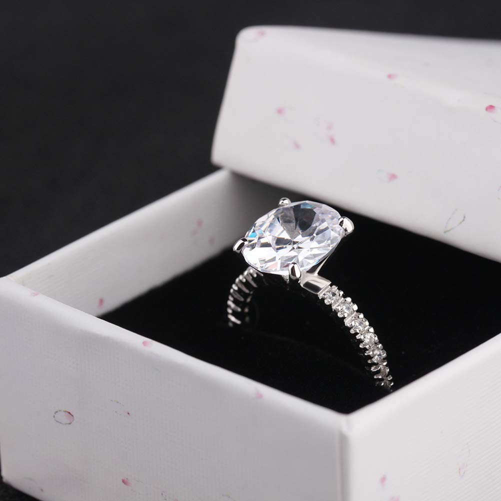 VOLUKA Sterling Silver CZ Rings Simulated Diamond Eternity Band for Women Men (5)