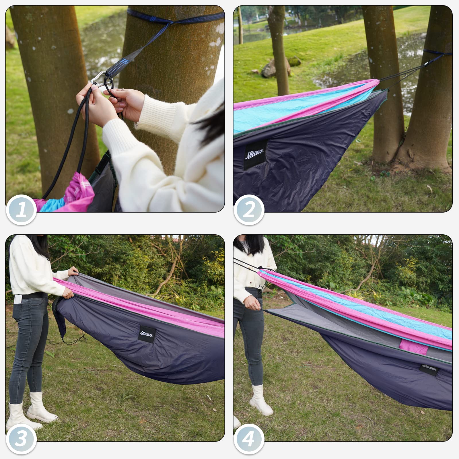 UBOWAY Outfitter Hammock Underquilt, Full Length Lightweight 4 Season Under Quilt for Single and Double Hammocks, Under Blanket Bottom for Camping Hiking Backpacking (Navy)