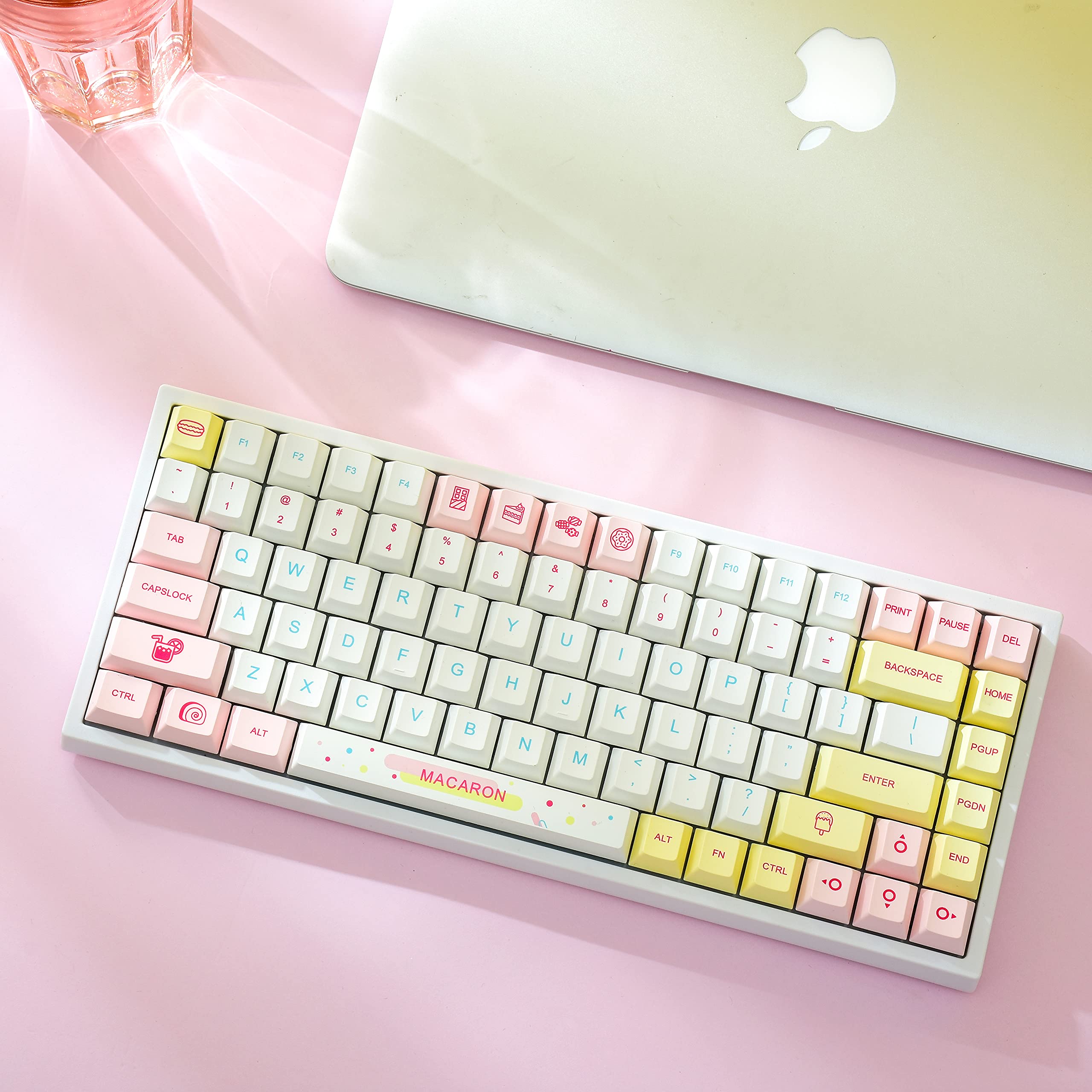 YUNZII Macaron 84 84-Key RGB Hotswap Wired Mechanical Gaming Keyboard with PBT Dye-subbed Keycaps for Mac/Win/Gamers (Gateron Red Switch,Macaron)