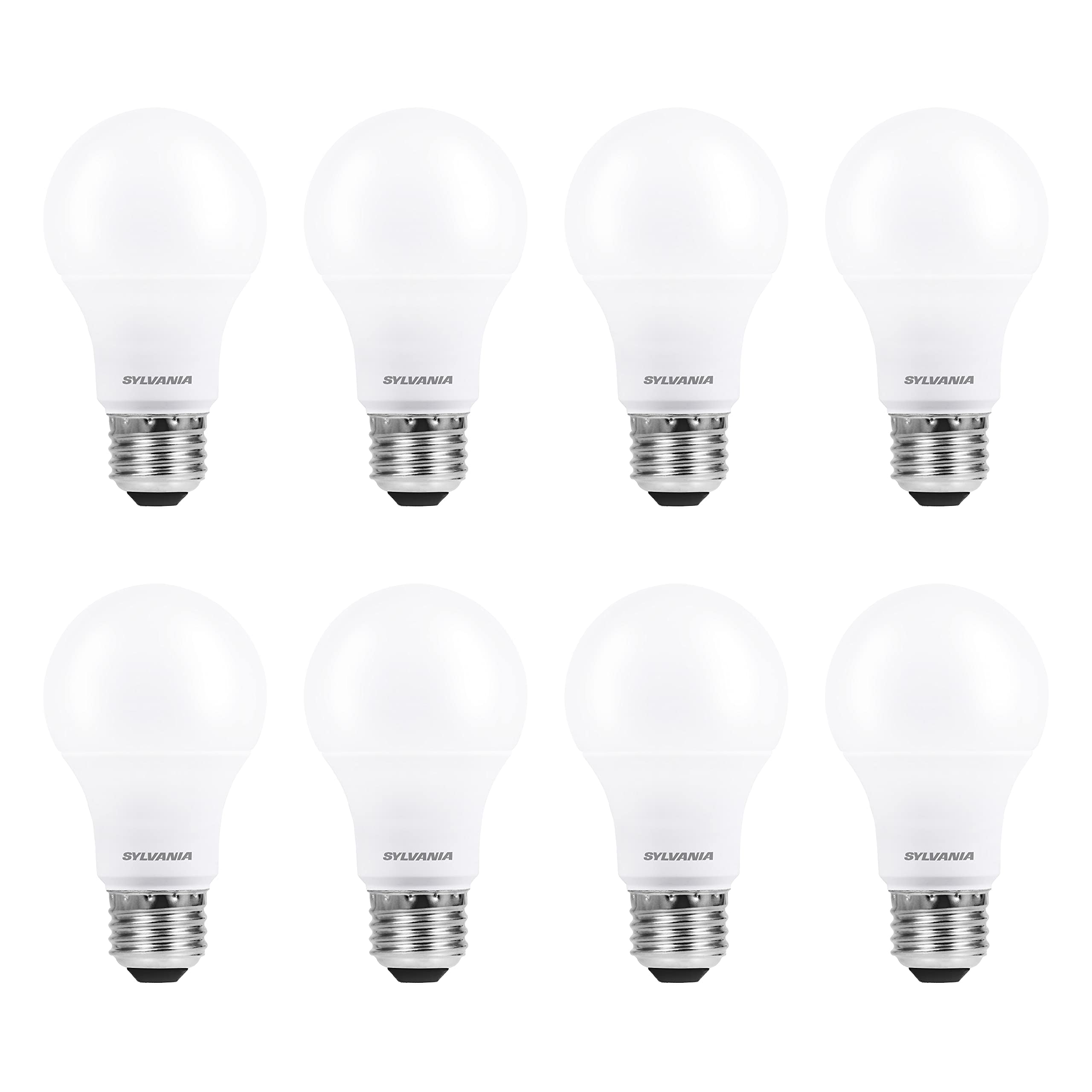 SYLVANIA ECO LED Light Bulb, A19 60W Equivalent, Efficient 9W, 7 Year, 750 Lumens, 2700K, Non-Dimmable, Frosted, Soft White - 8 Count (Pack of 1) (40821)