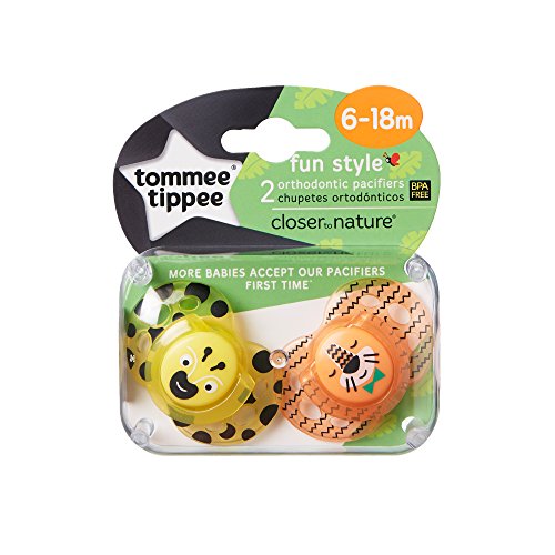 Tommee Tippee Closer to Nature Fun Pacifier, 6-18 Months, 2 Count -Colors Will Vary