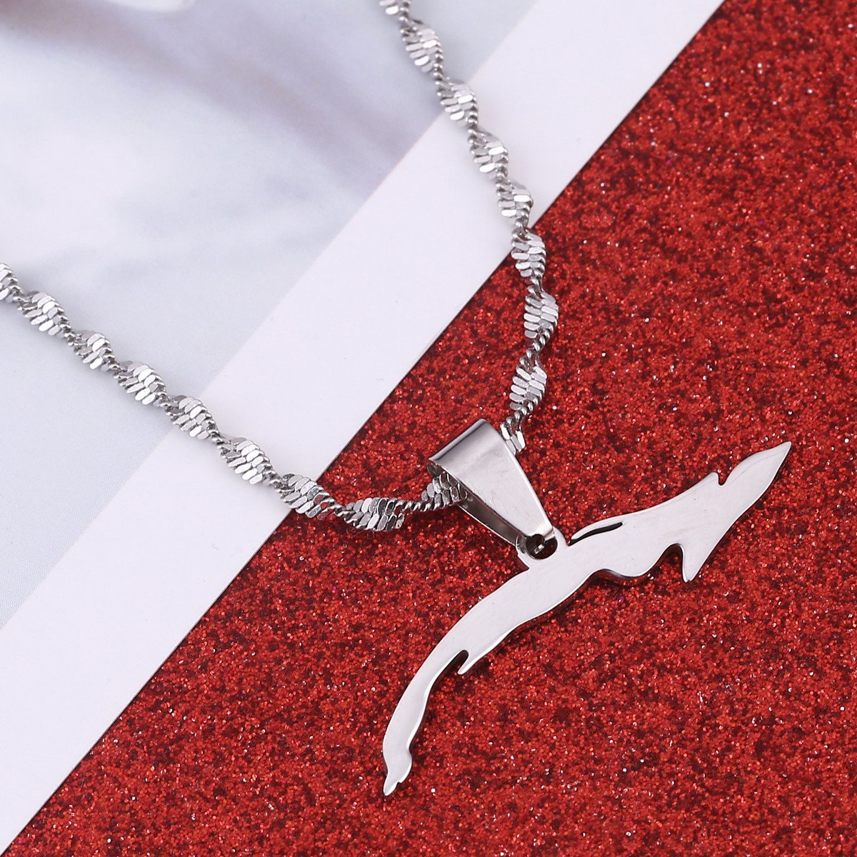 Stainless Steel Cuba Map Necklace for Women Charm Cuban Pendant Jewelry Chain