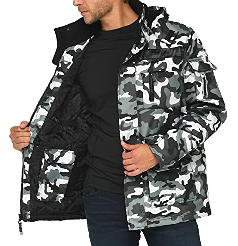 SkiGear Men's Performance Tundra Jacket With Added Visibility, A6 Camo Black, Medium