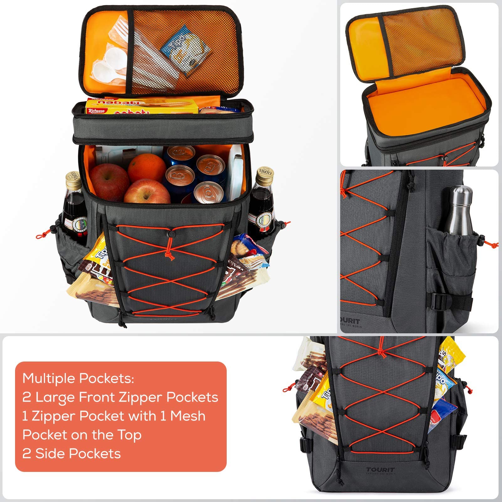 TOURIT Backpack Cooler, Large Capacity Insulated Backpack with Cooling Compartment, Leakproof and Durable, Ideal for Picnics, Camping, Hiking, Beach, Park or Day Trips
