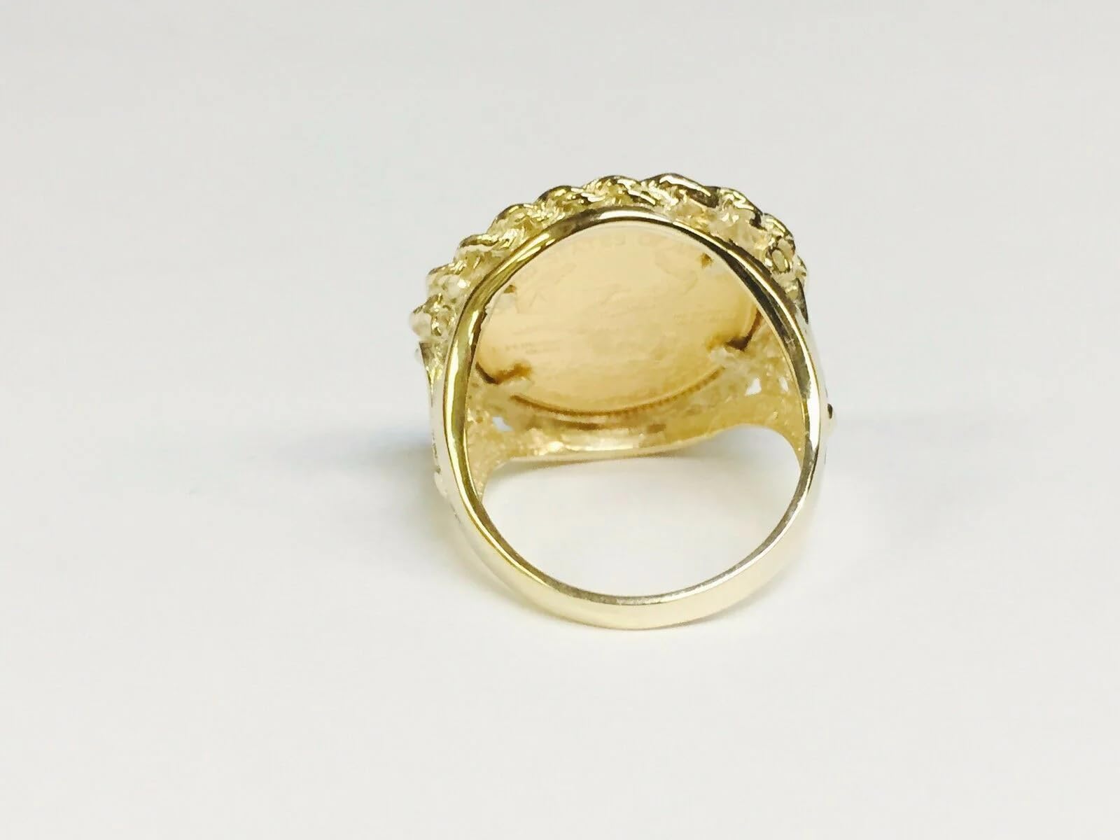 TEX 14k Yellow Gold Ring, 1/10oz US Lady Liberty Coin, Approx 11.4g