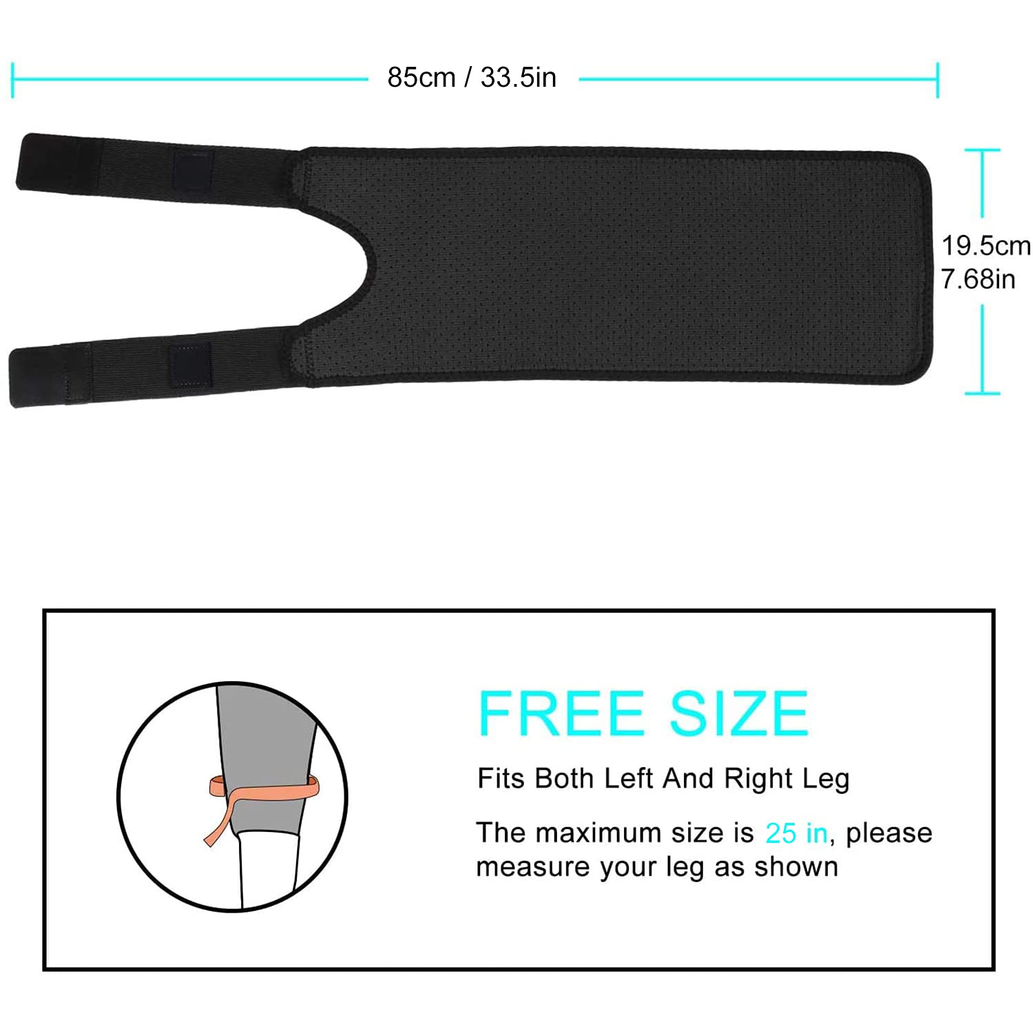 supregear Thigh Brace Support, Adjustable Hamstring Quad Wrap, Neoprene Thigh Compression Sleeve for Pulled Groin Muscle, Sprains, Quadricep, Tendinitis and Injury Strain Recovery, Women Men, Black