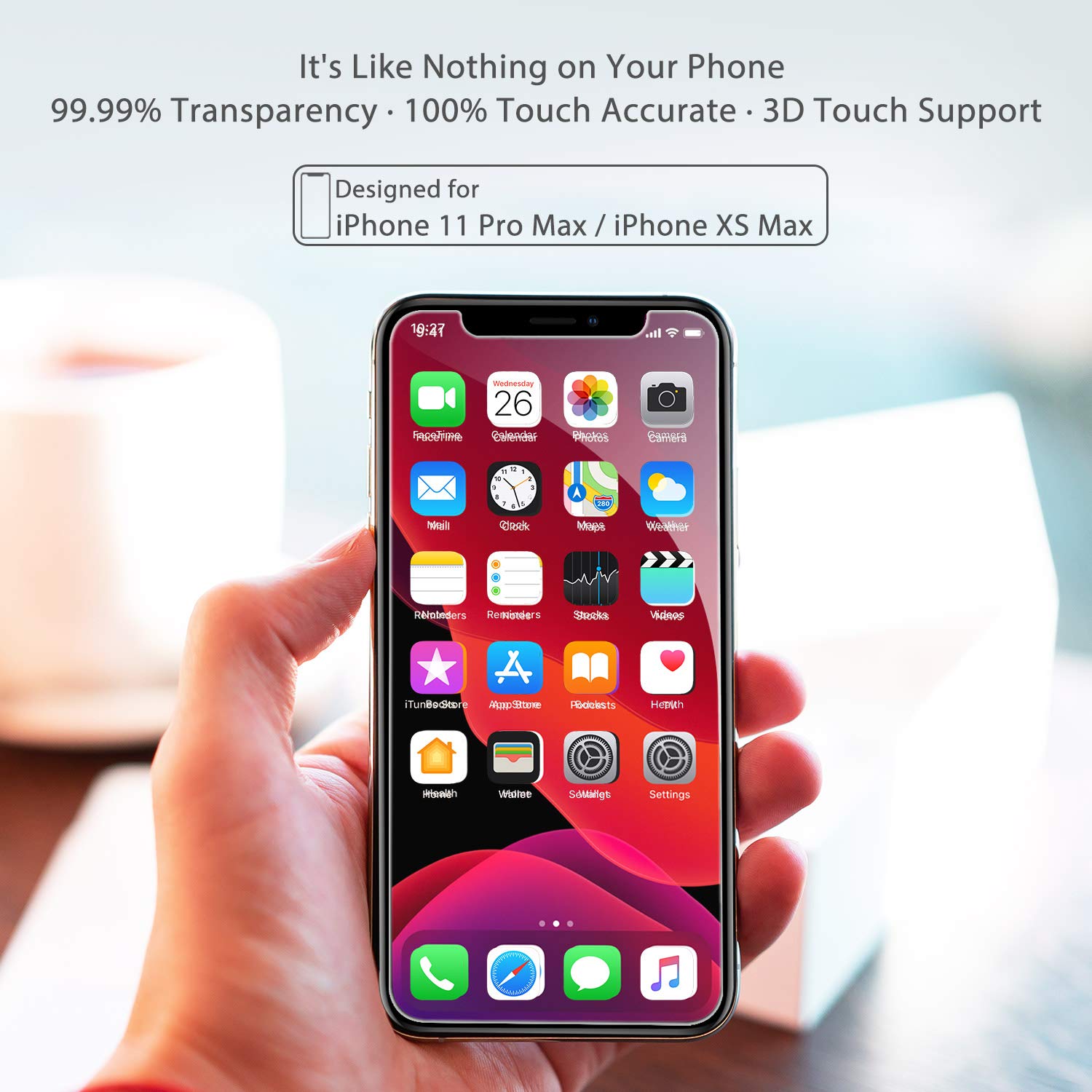 Syncwire iPhone 11 Pro Max/iPhone Xs Max Screen Protector (3-Pack), Anti-Fingerprint Tempered Glass (9H Hardness, 6X Stronger, Installation Frame, Bubble Free) [Not Edge to Edge]