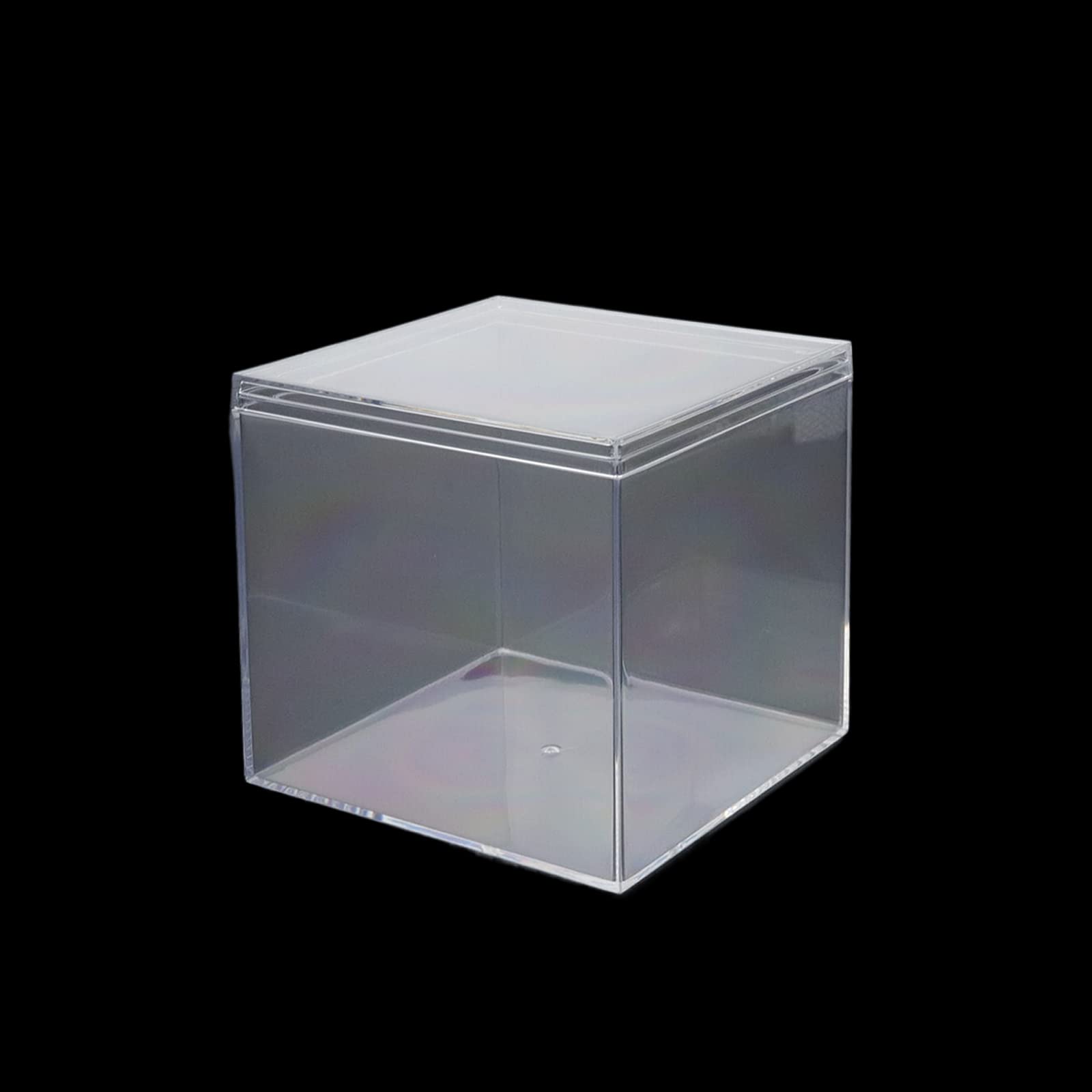 Wealrit 1 Pc Clear Acrylic Square Cub Boxes Display Case Plastic Storage Boxes with Lid Organize Containers(4.7 x 4.7 x 4.7 inch)
