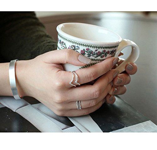 SILBERTALE 925 Sterling Silver Stacking Minimalist Midi Above Knuckle Pinky Finger Rings Bands 3pcs Set Size 2.5