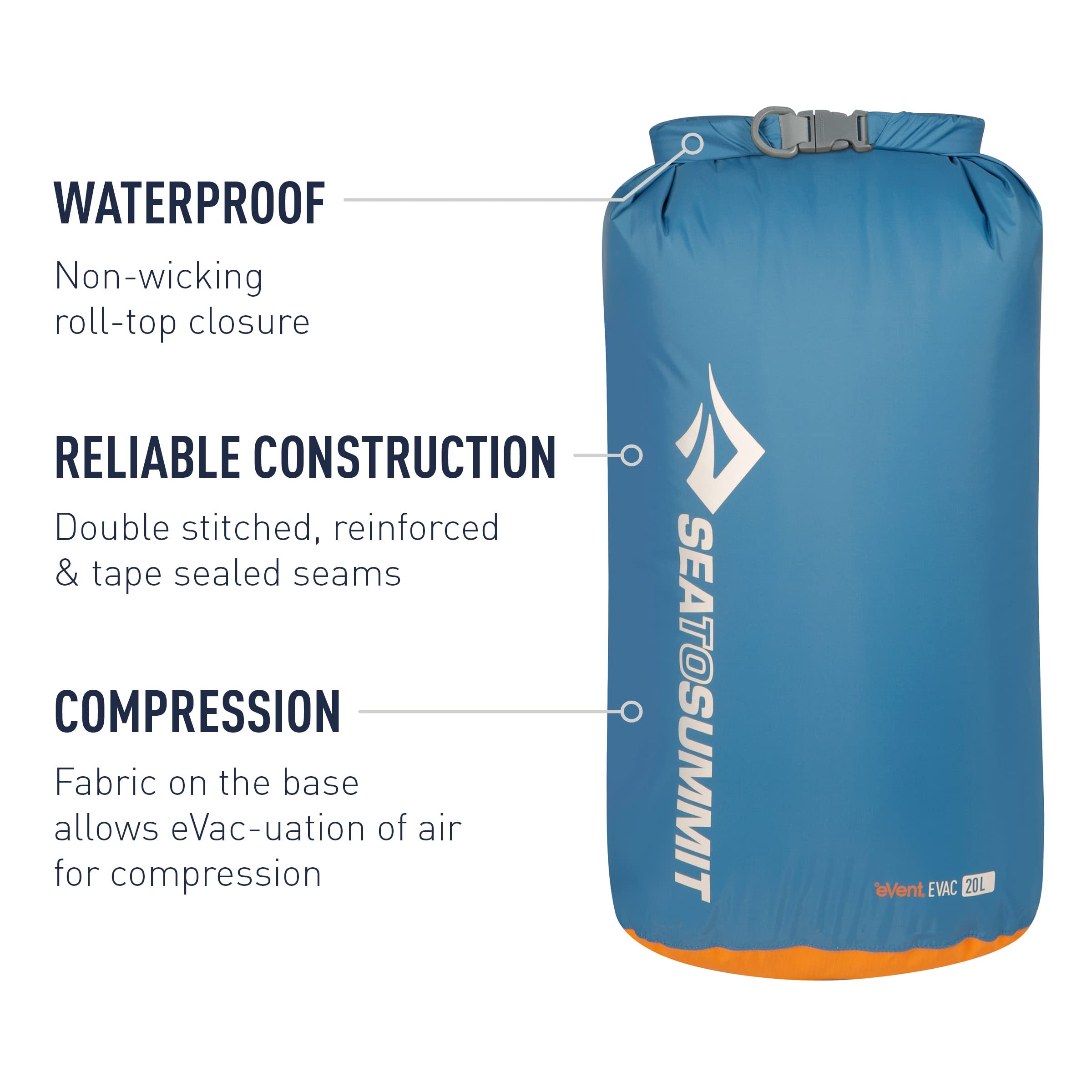 Sea to Summit eVac Dry Sack, All-Purpose Compression Dry Bag, 13 Liter, Grey