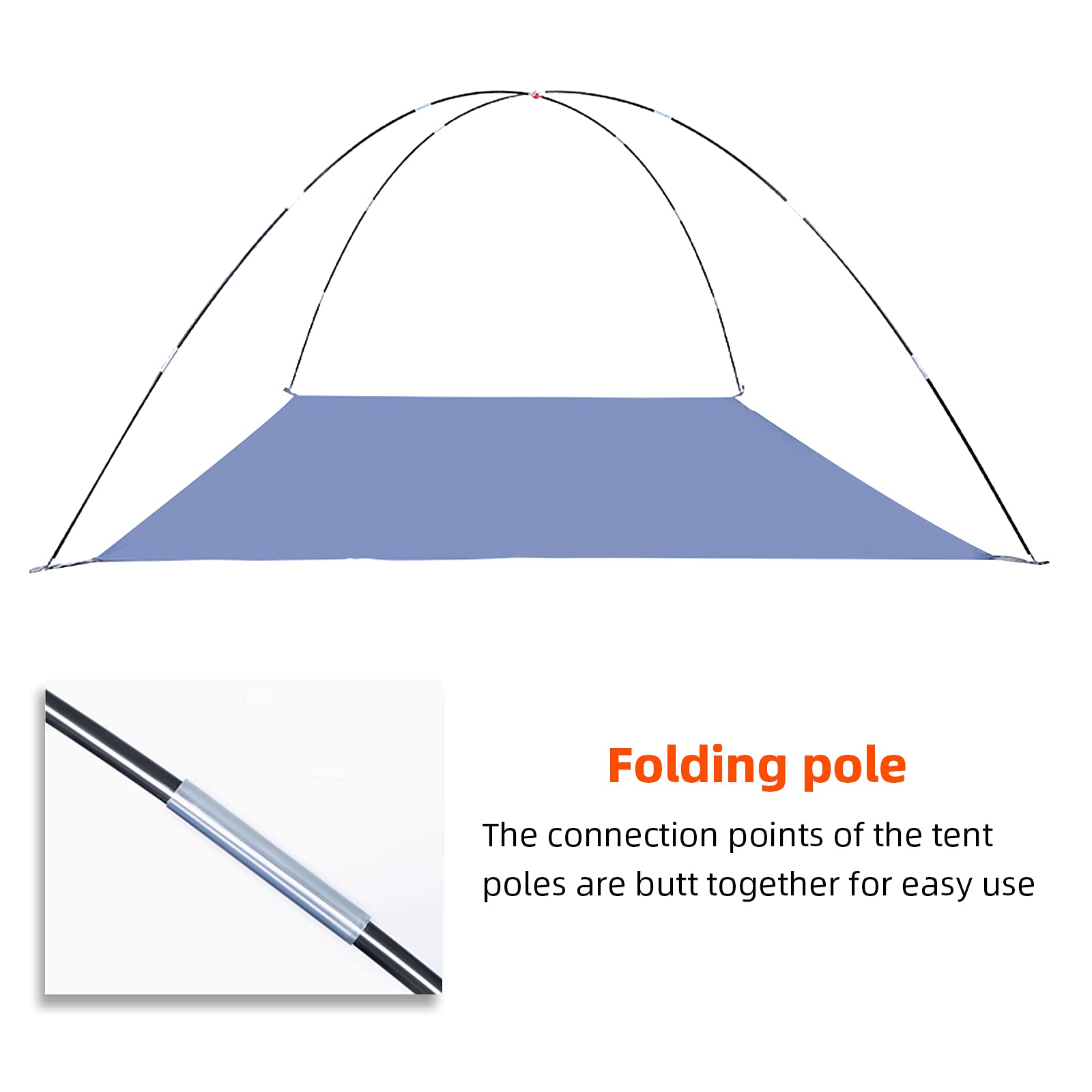 VideoPUP Tent Fiberglass Pole Kit Rod Replacement Tent Poles Accessories, Multifunction Lightweight Tent Pole Repair Kit,2 Sets 6 Sections,Fits 78×40in Single Tent, Pole Length 124"