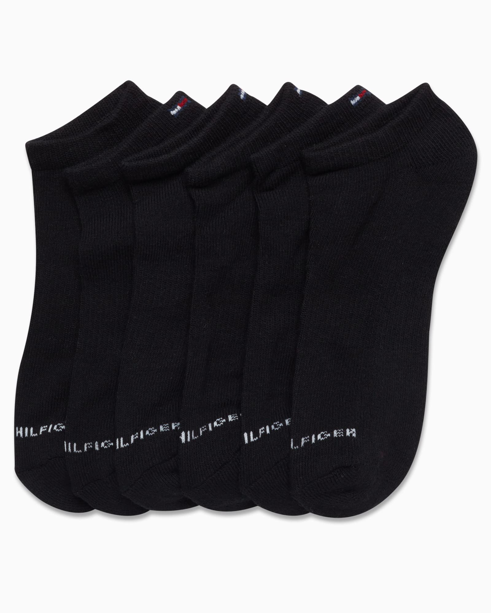 Tommy Hilfiger Men's 6 Pair Sport Cushion Liner Sockshosiery, black, Shoe Size 7-12
