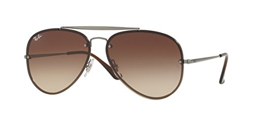 Ray-Ban RB3584N Blaze Aviator Sunglasses, Gunmetal/Brown Gradient Dark Brown, 61 mm