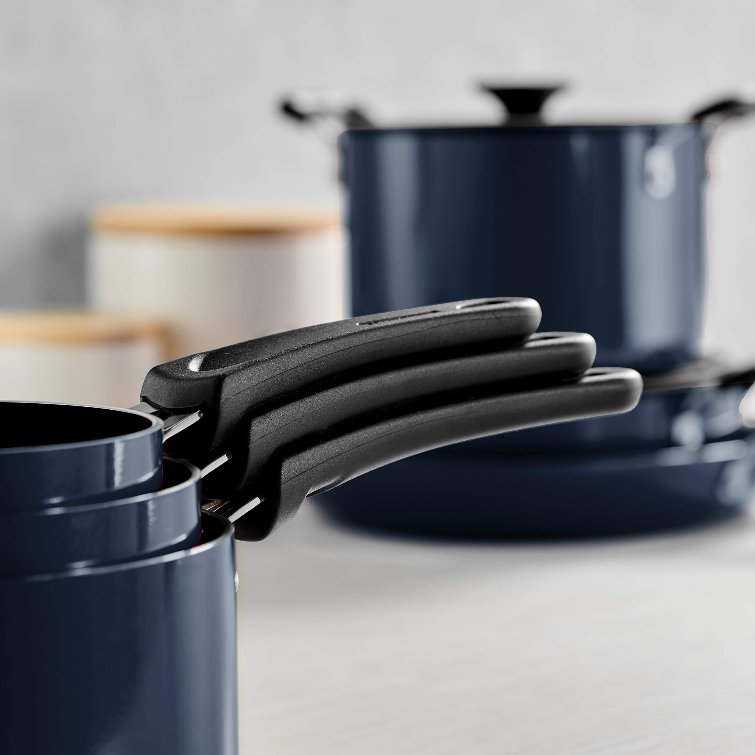 Tramontina 80156/069DS Nesting Nonstick Sauce Pan Set, 6-Piece, Naval