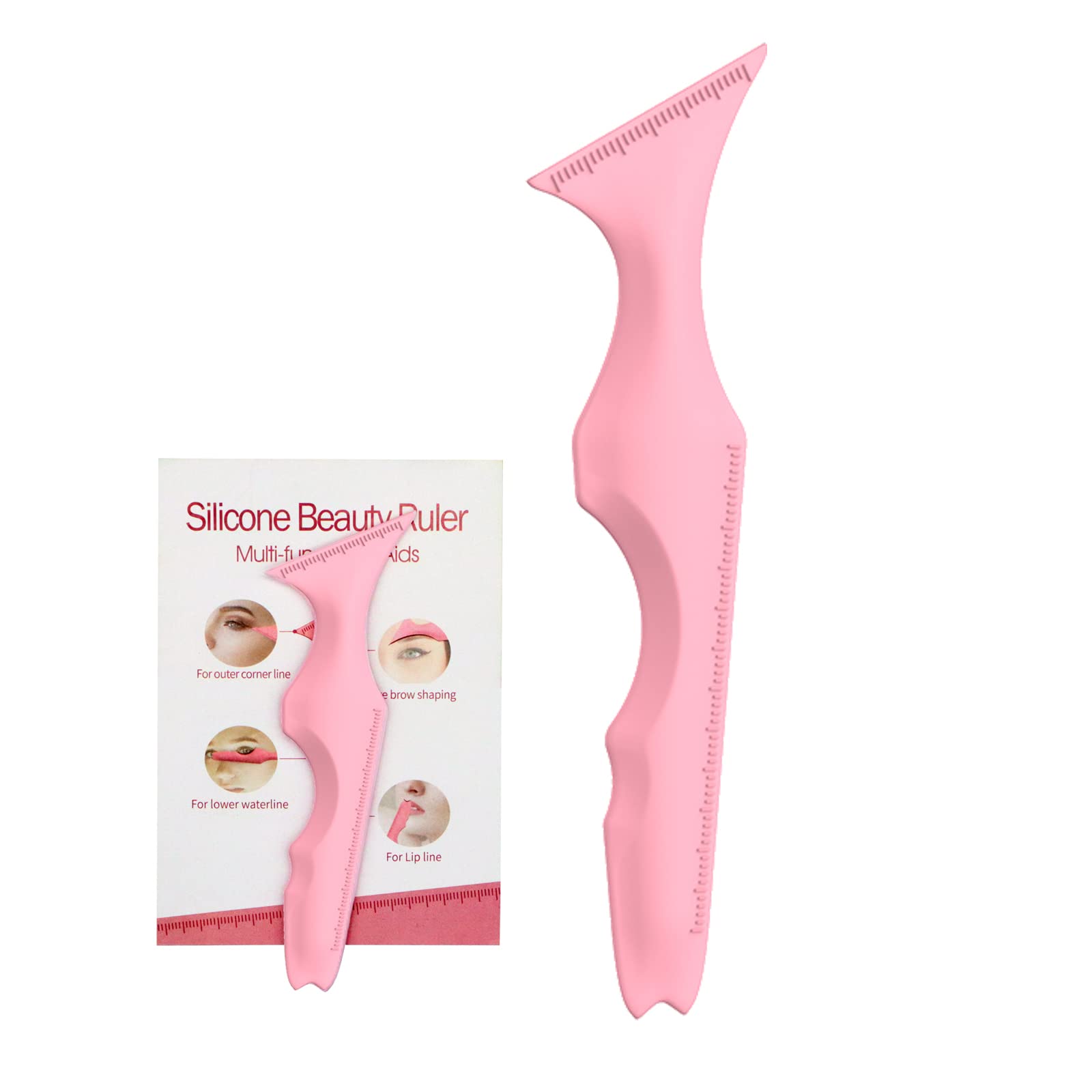 URGINO 5 in 1 Silicone Eyeliner Stencils Reusable Clean Winged Liner for Eyes,Make up Tools as Eyelash Shield/Eyebrow Shaping/Jaw Line/Lip Line for Beginners(Pink)âŚ