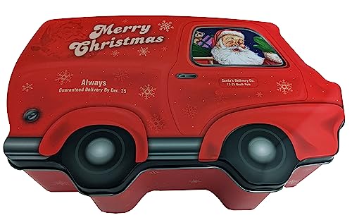 Santa Christmas Van Cookie Tin with Lid
