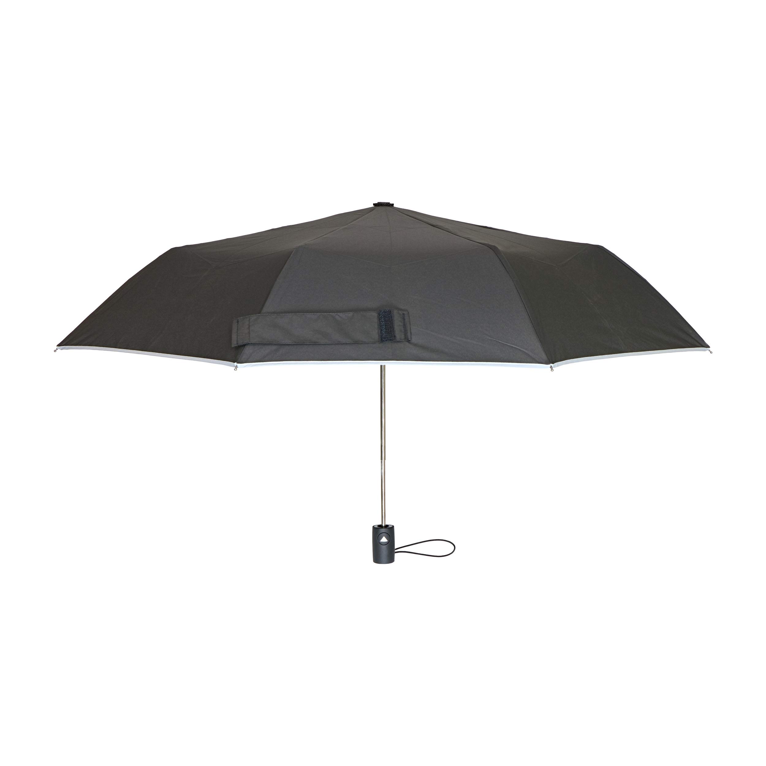 West Chester UMB340/OS Tri-Fold Umbrella - Black, 40 in., Pongee, Automatic Opening Umbrella with Fiberglass Ribs, Metal Shaft, Gray Trim