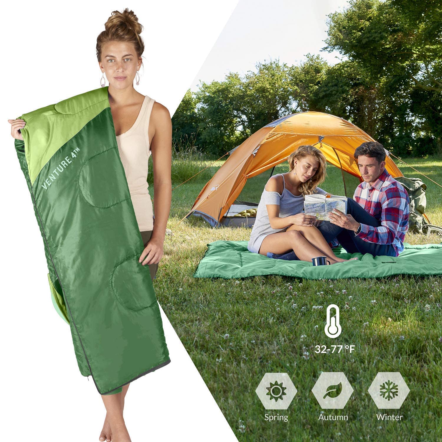 VENTURE 4TH Backpacking Warm Sleeping Bag with Ultralight Sleeping Pad for Adults & Kids β Ideal for Hiking, Camping & Outdoor Adventures
