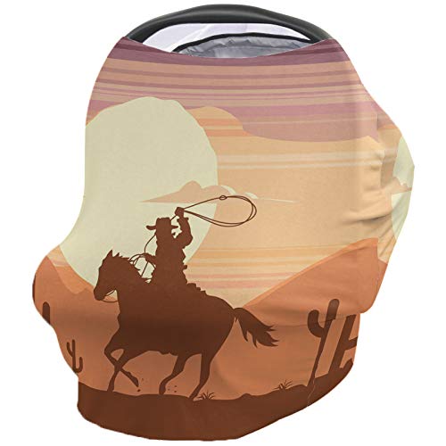 West Cowboy Nursing Covers for Breastfeeding Baby Stroller and Car Seat Combo American Country Style Cactus Desert Carseat Canopy Baby Cart High Chair Infinity Scarf