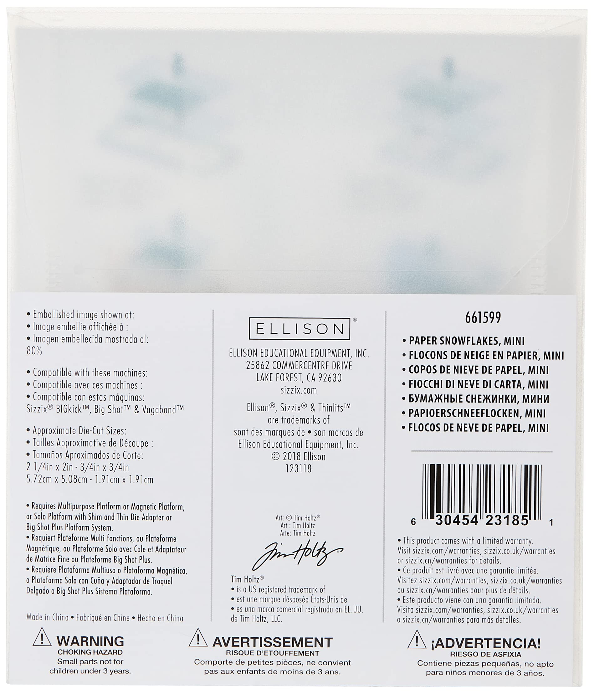 Sizzix Thinlits Die Set 661599, Paper Snowflakes, Mini by Tim Holtz, 14 Pack, One Size, Multi Color
