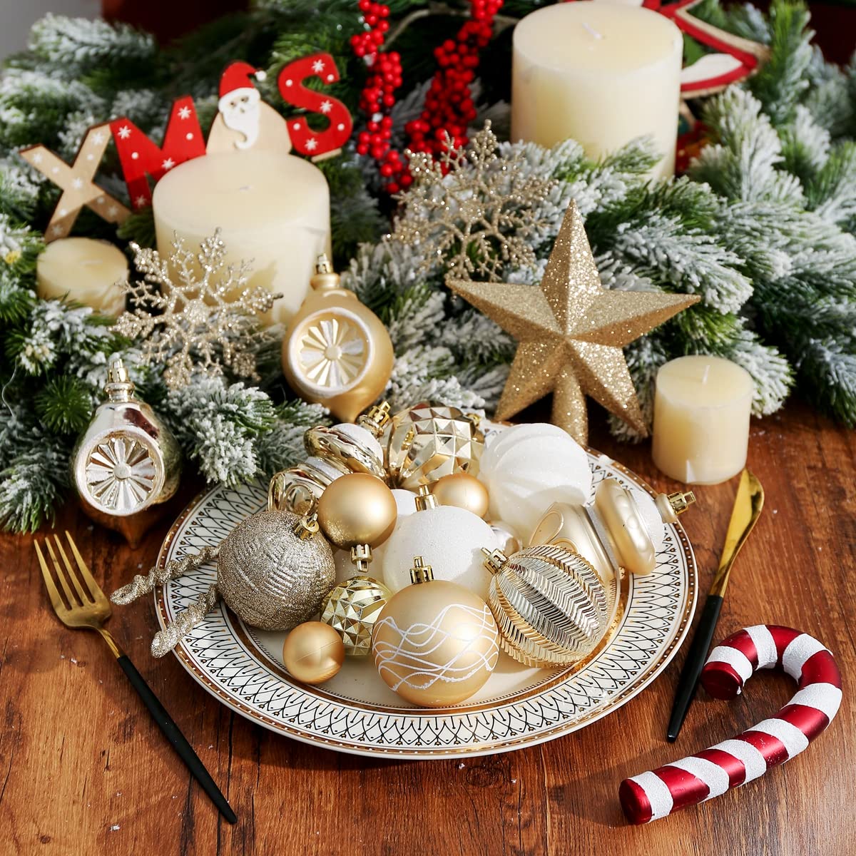 XmasExp 99-Pack Christmas Ball Ornaments Assorted Shatterproof Christmas Ball Set with Reusable Hand-held Gift Package for Xmas Tree Decoration (Baby Pink)