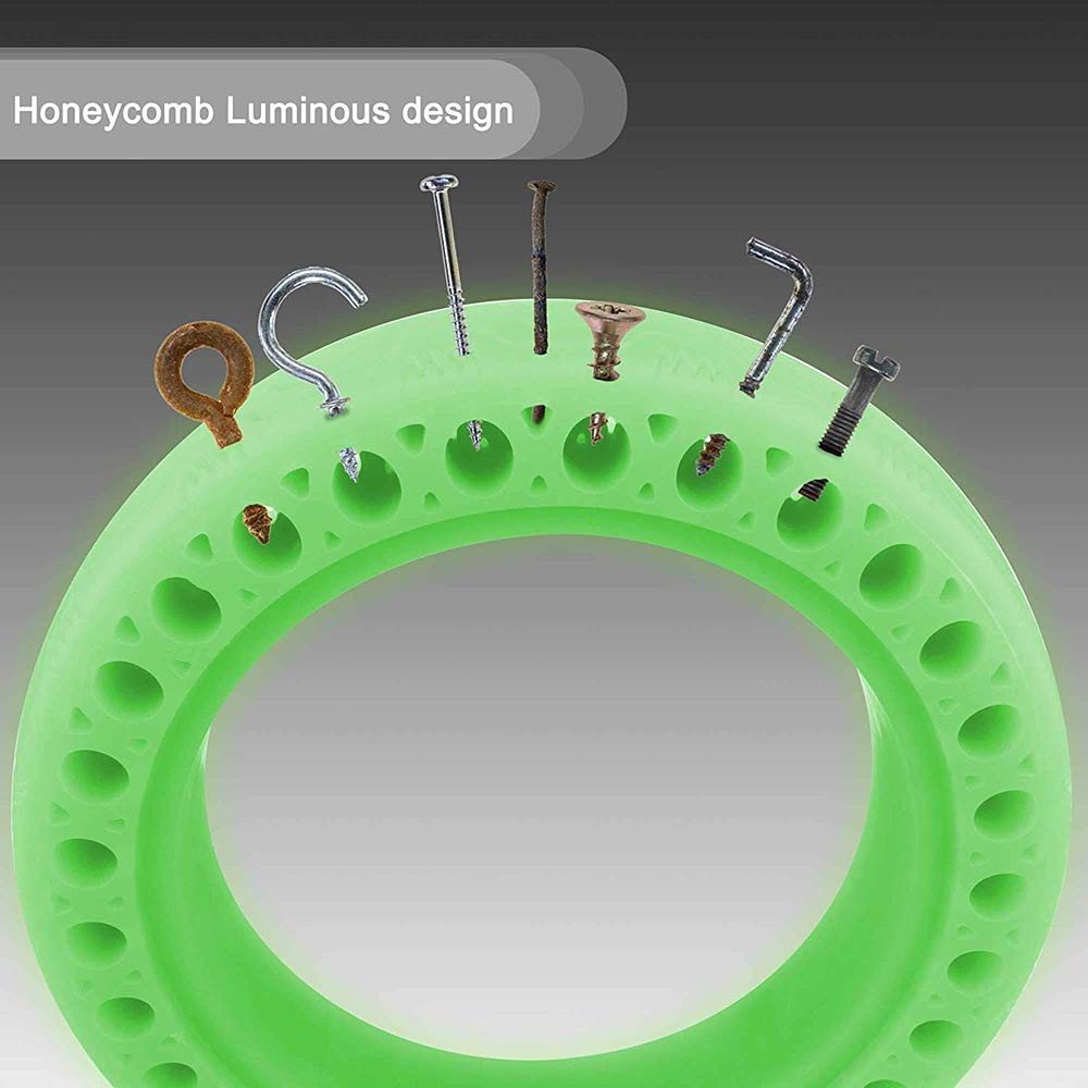 Tisfer Honeycomb Rubber Fluorescent Solid Tire, 8.5 Inch Fluorescent Green Tire for Xiaomi M365 Electric Scooter Tubeless Luminous Solid Tire 1 Pack