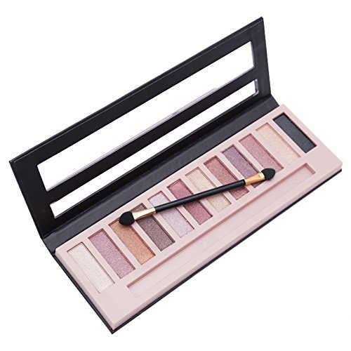 URQT 2Pcs Pro 12 Colors Matte + Shimmer Nude Naked Eyeshadow Palette Natural Velvet Texture Pigmented Blendable Diamond Smokey Eye Shadow Pallet Kit with Brush (Natural)