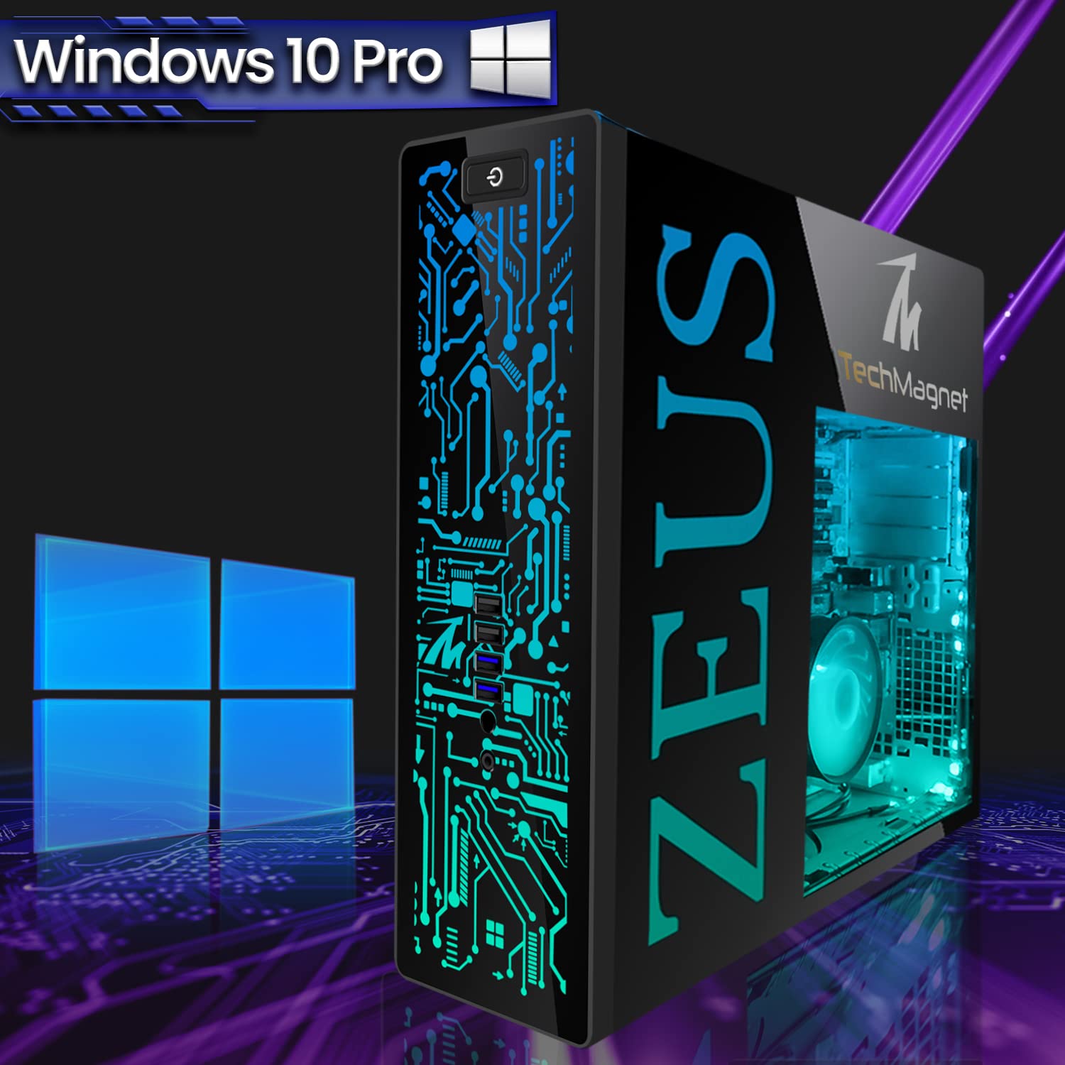 TechMagnet Gaming Desktop PC, Intel i7 6th Gen, Zeus Pro 6, GT 1030, 32GB RAM ARGB, 1TB SSD + 2TB HDD, RGB Front Panel 385 Patterns, RGB Kit, Win 10 Pro (Renewed)