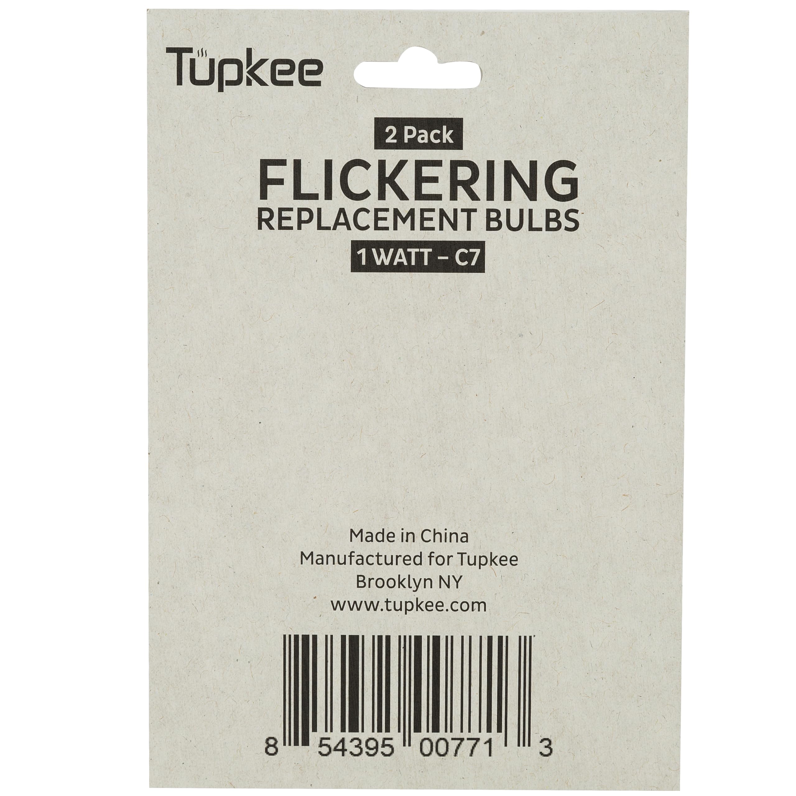 Tupkee C7 Flickering Flame Bulb β 1W, Light Bulb with Orange Glow That flickers and Dances up and Down - Replacement for E12 Base Christmas Candolier Window Candle - 2/Pkg