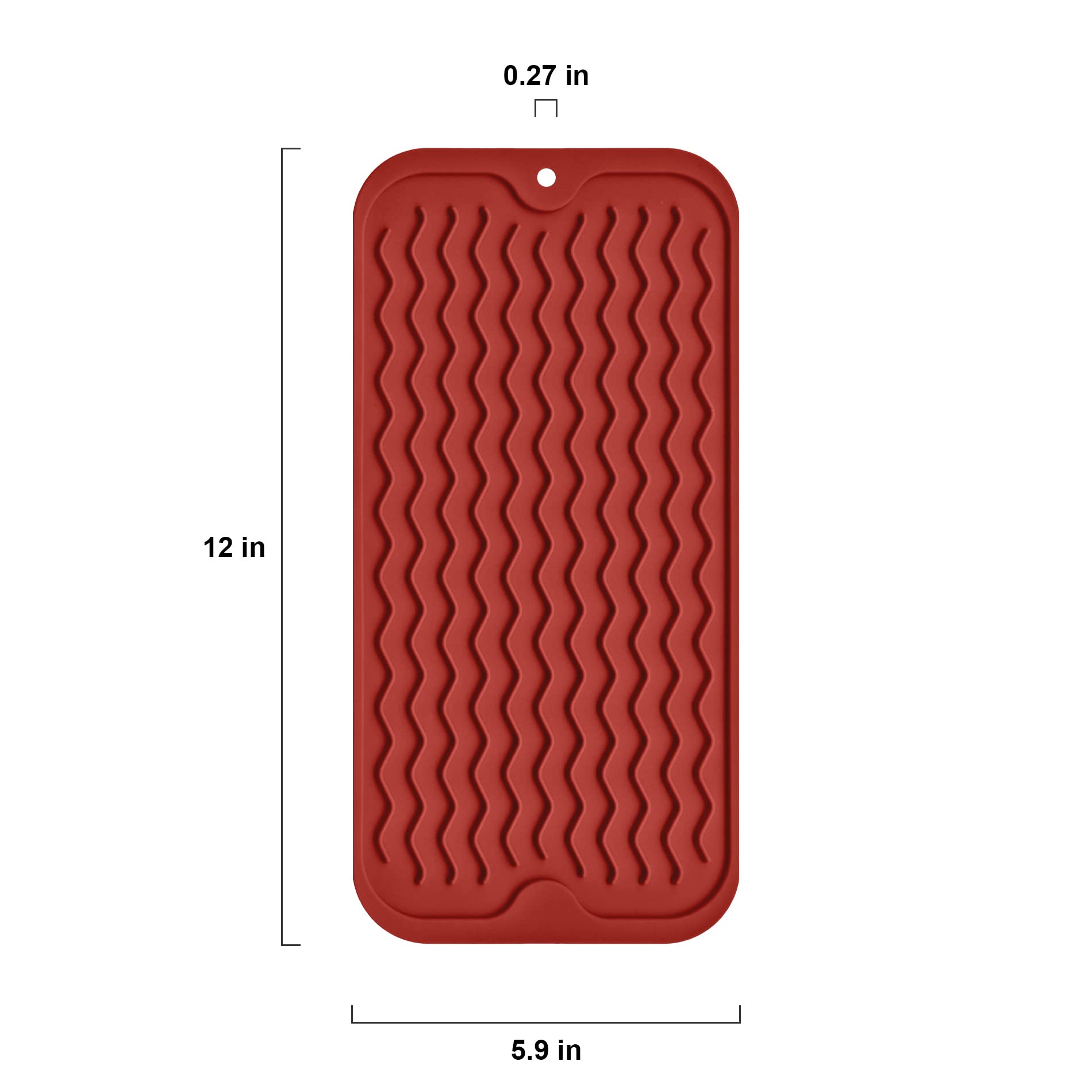 Silicone Dish Drying Mat, Non-Slip Easy Clean Sink Mat Large Heat-resistant Dish Drainer Mat for Kitchen Counter, Sink, Refrigerator or Drawer liner (12" x 6", RED)