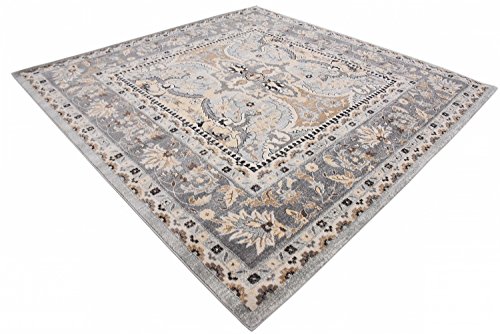 Unique Loom Tradition Collection Classic Southwestern Casual Design Area Rug (8' 4 x 8' 4 Square, Gray/ Ivory)