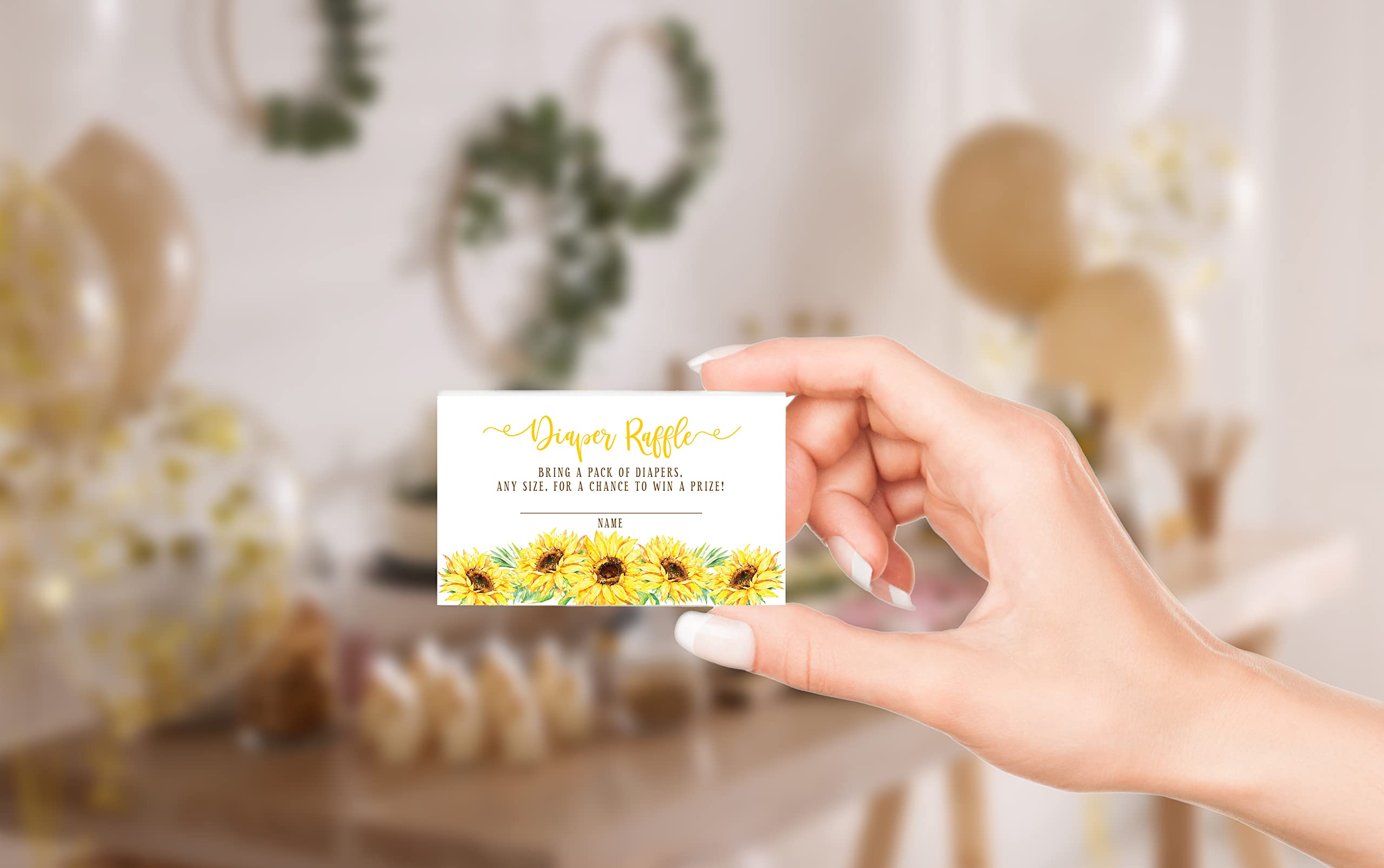 Your Main Event Prints Sunflower Girl Baby Shower Invitations, Yellow Floral Baby Shower Invites with 20 Invitations, with diaper raffles.