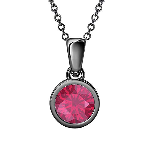 SVC-JEWELS 10mm 7.74Ctw Round Cut Created Ruby 14k Black Gold Plated Bezel Set Cross Pendant for Women's