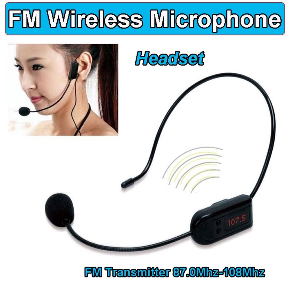 TiKeDa Wireless FM Condenser Microphone Headset, Hands-Free with Rechargeable Battery, Megaphone Mic for Voice Amplifier, Church, Tour Guide Salesman Teachers Conference Road Trips and Karaoke