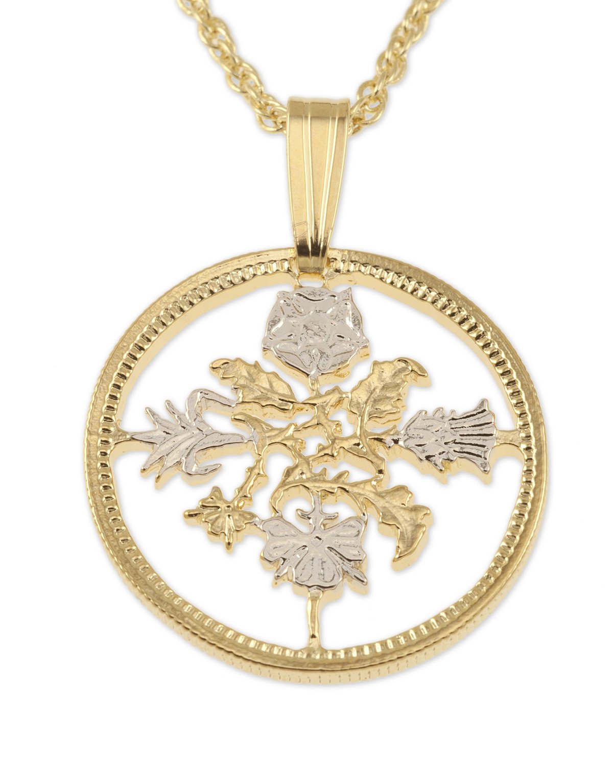 The Difference World Coin Jewelry Great Britain Pendant & Necklace, British Six Pence Hand Cut