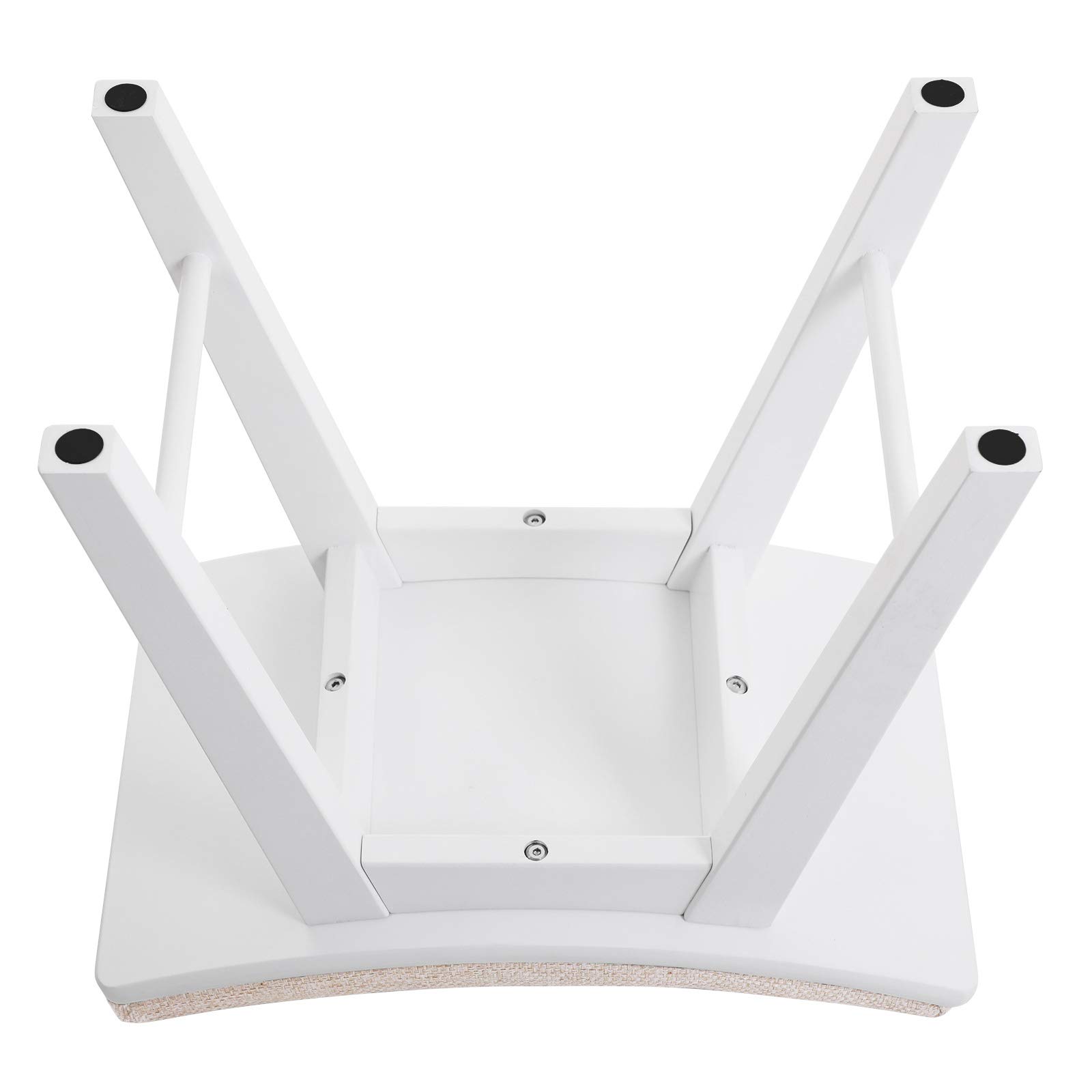 SONGMICS Vanity Stool, Modern Concave Seat Surface Makeup Dressing Stool Padded Bench with Rubberwood Legs, Capacity 286lb, Easy Assembly, White URDS51W