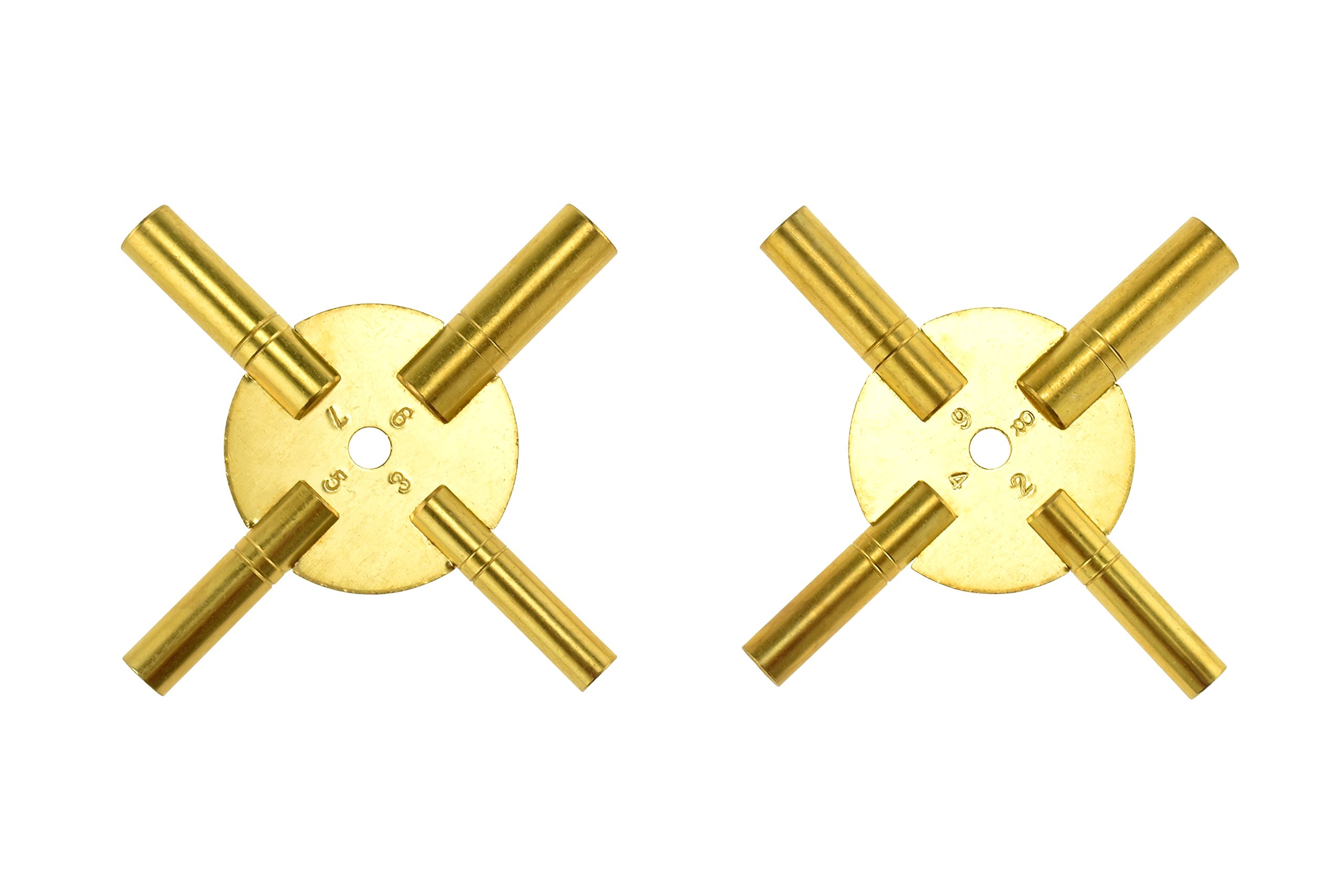 SE Universal 4 Prong Brass Clock Key for Winding Clocks, Odd and Even Numbers (2 PC.) - JT6336-2