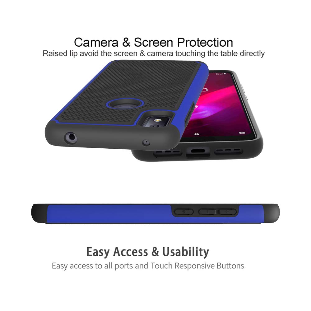 T-Mobile Revvl 4 Case, TCL Revvl 4 case with HD Screen Protector,Giner Dual Layer Heavy-Duty Military-Grade Armor Defender Protective Phone Case Cover for T-Mobile Revvl 4 (Blue Armor)