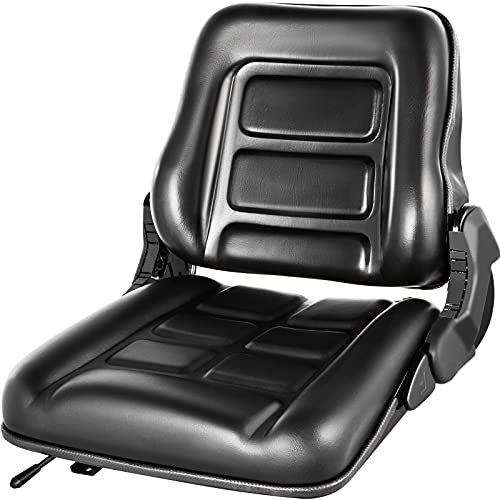 VEVOR Universal Forklift Seat, Black PVC Tractor Seat, 6"/150MM Adjustable Mower Seat, Foldable Seat Including Seat Switch, 18.5" x 20" x 18" Skid Steer Seat, Fit Forklift, Tractor, Skid Loader
