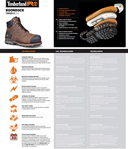 Timberland PRO Men's Boondock 6 Inch Composite Safety Toe Waterproof Industrial Work Boot, Brown, 10.5 Wide