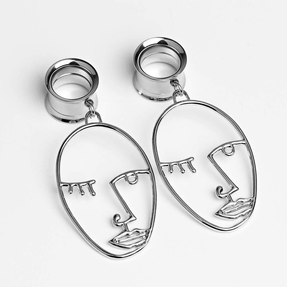 TBOSEN 2pcs Amazing Mask Dangle Plugs Unusual Dangle Gauges Tunnels For Ear 2g - 1 inch