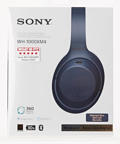 Sony Noise Cancelling Wireless Headphones - 30hr Battery Life - Over Ear Style - Optimised for Alexa and Google Assistant - Built-in mic for Calls - WH-1000XM4L.CE7 - Limited Edition - Midnight Blue