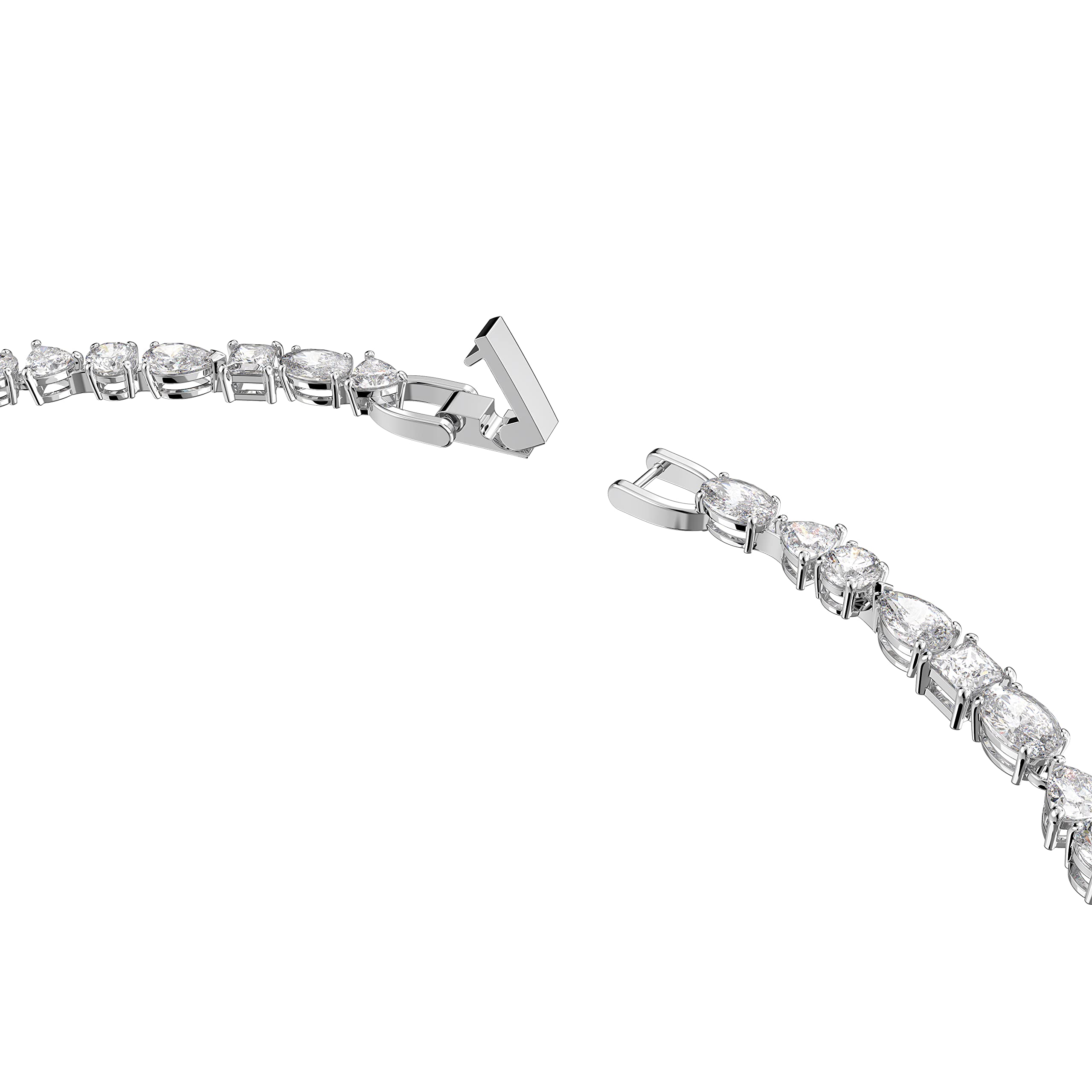 SWAROVSKI Tennis Deluxe All-Around Tennis Necklace with Round, Square and Pear-Shaped Clear Crystals on a Rhodium Plated Setting